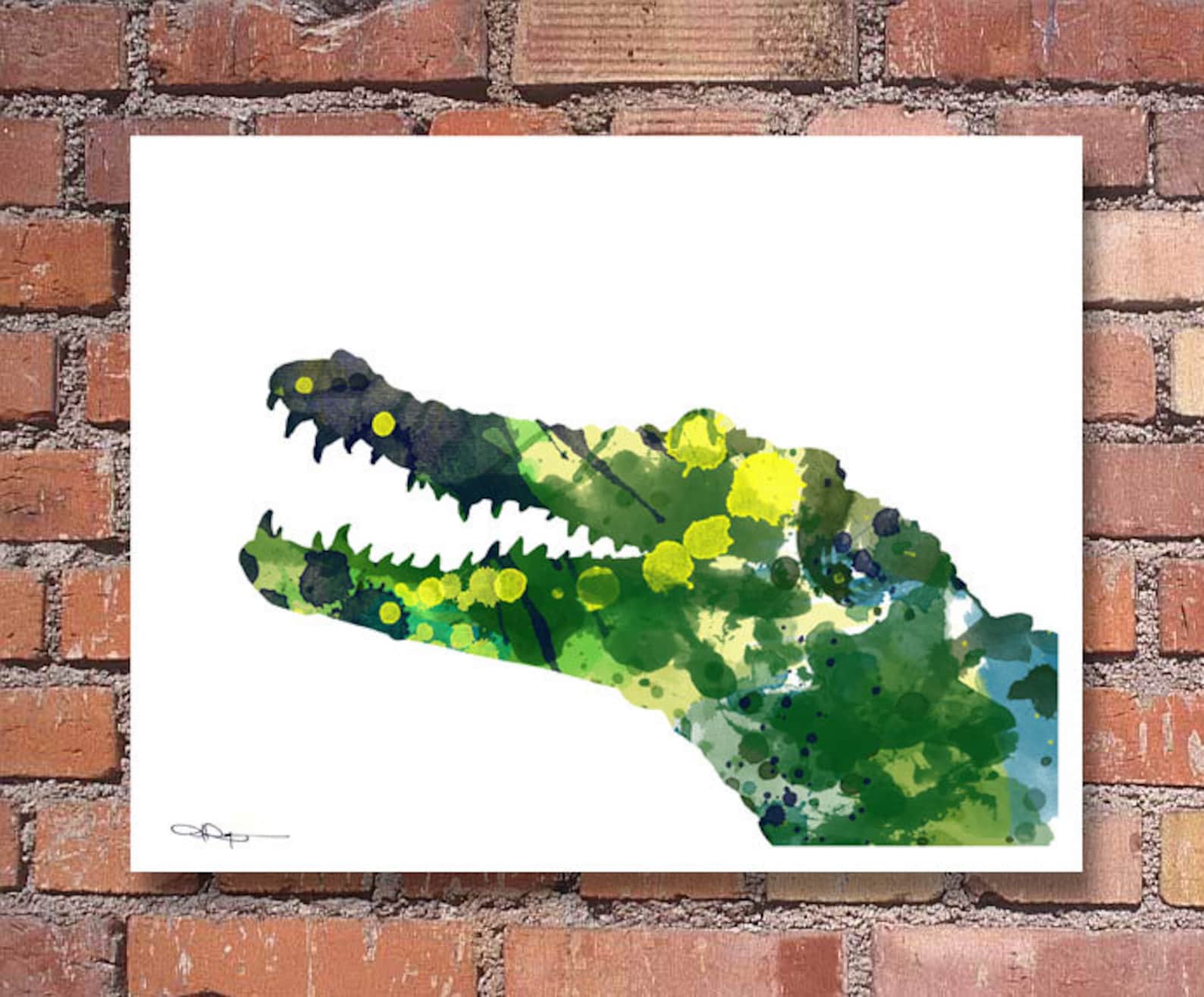 Crocodile Art Print Abstract Watercolor Painting Animal | Etsy