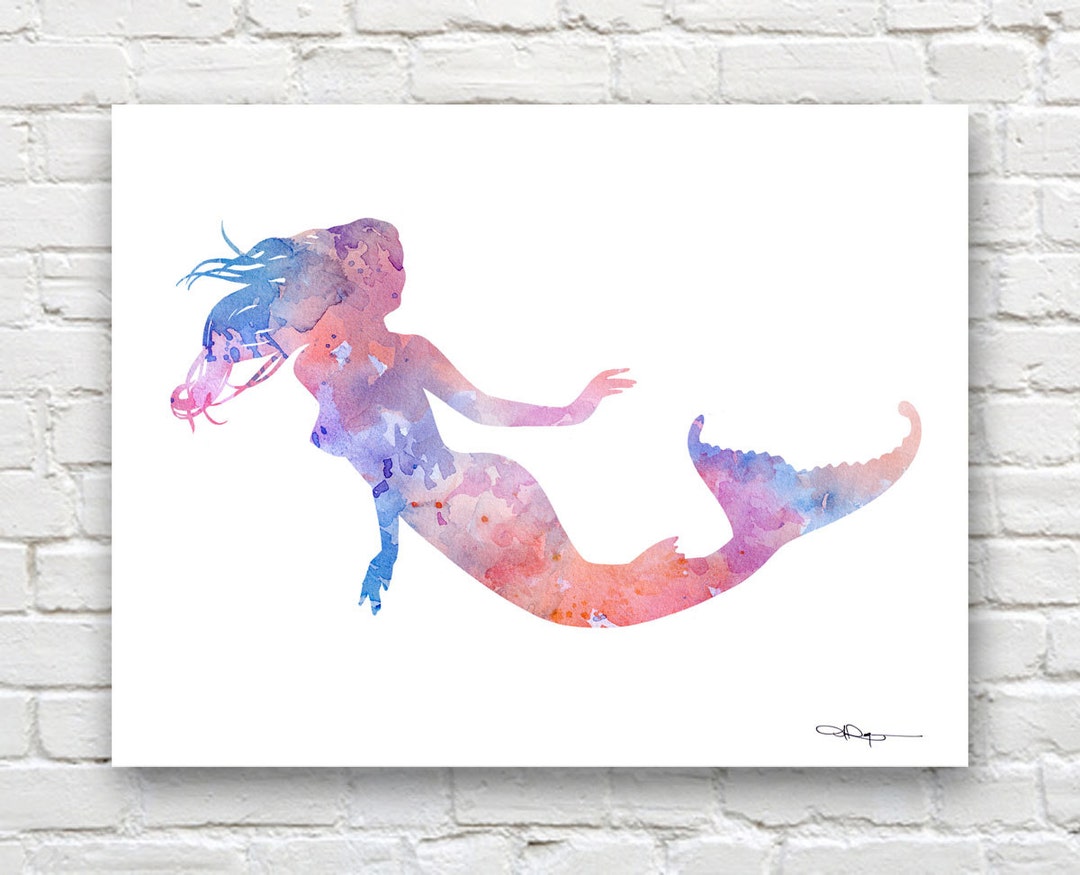 Mermaid Art Print Abstract Watercolor Painting Wall Decor - Etsy