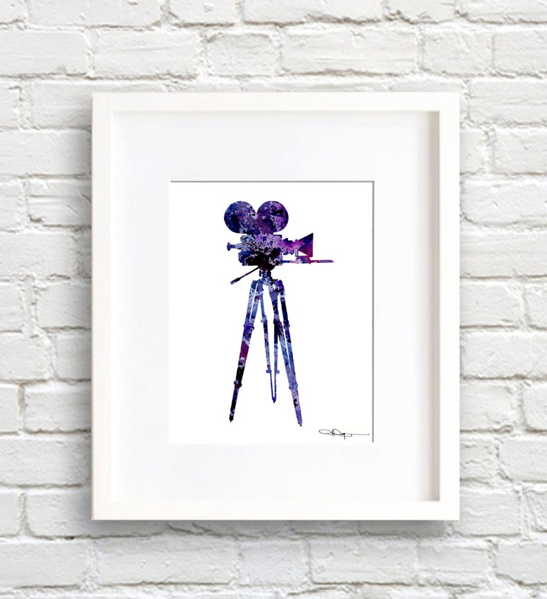Vintage Movie Camera Art Print Abstract Watercolor Painting - Etsy
