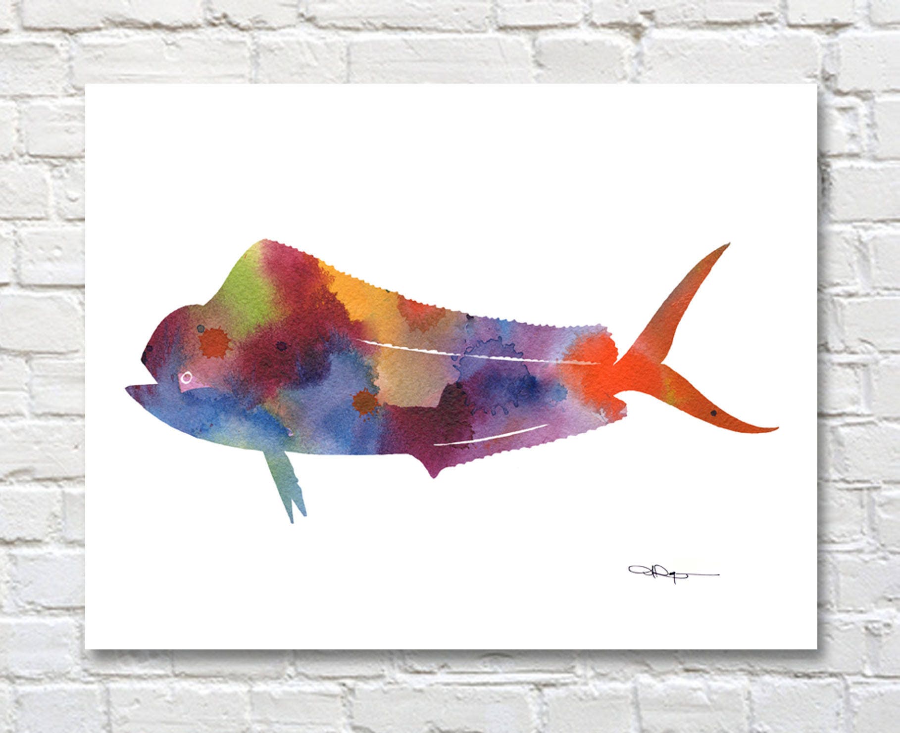 Mahi Mahi Fish Print Abstract Watercolor Painting Wall | Etsy