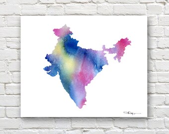 India Map Print, India Watercolor Map Poster, India Wall Art, India ...