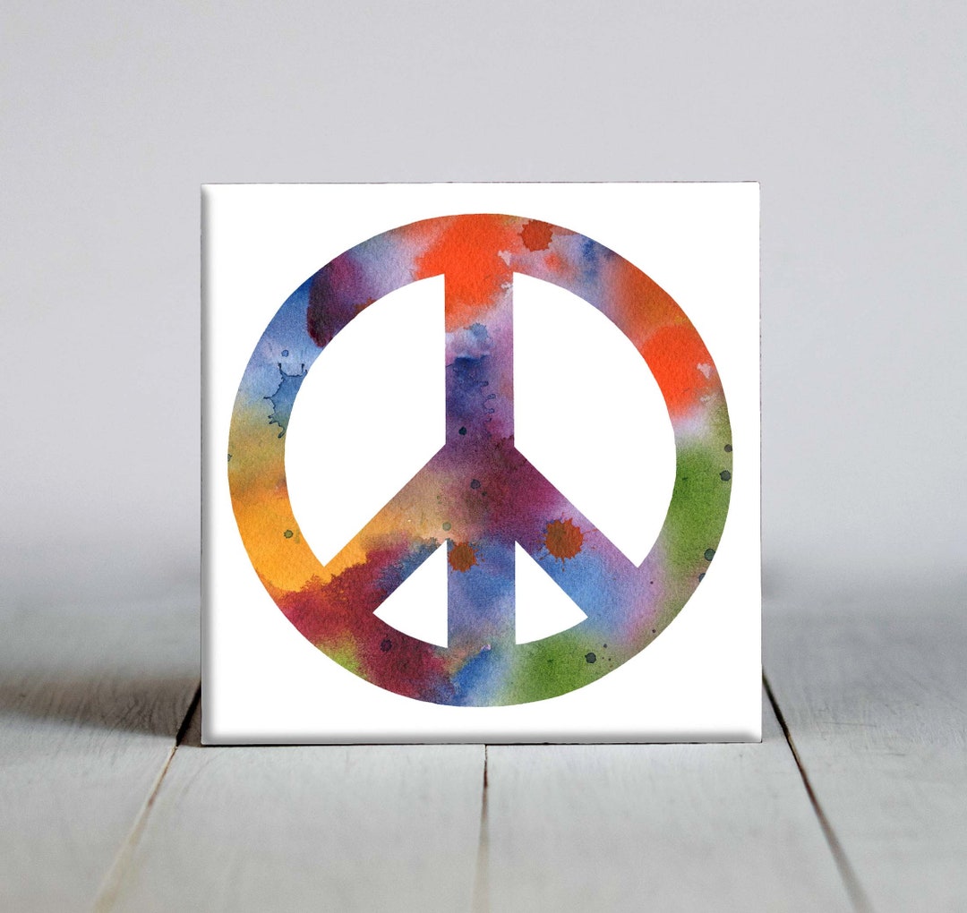 Peace Sign Ceramic Tile - Peace Sign Decorative Tile - Symbol Art Tile ...