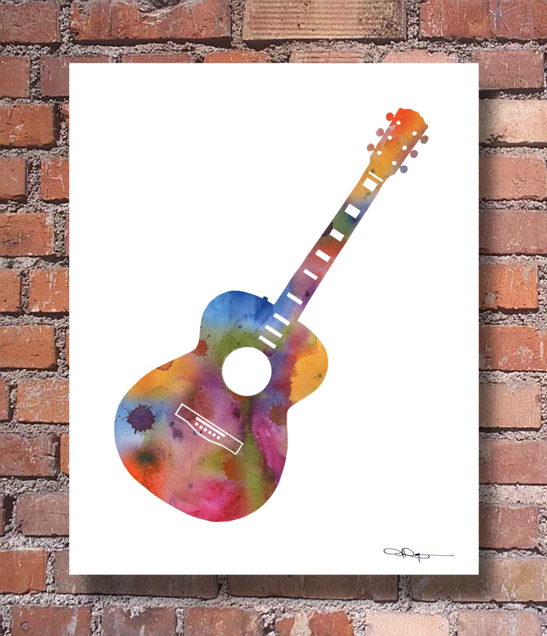 Acoustic Guitar - Art Print - Abstract Watercolor Painting - Wall Decor ...