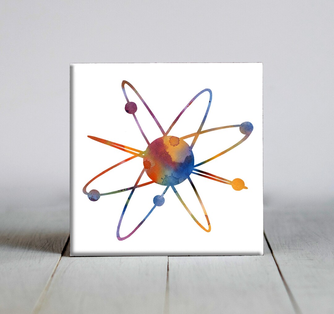 Atom Ceramic Tile Atom Decorative Tile Ceramic Tile Science Lover Gift ...