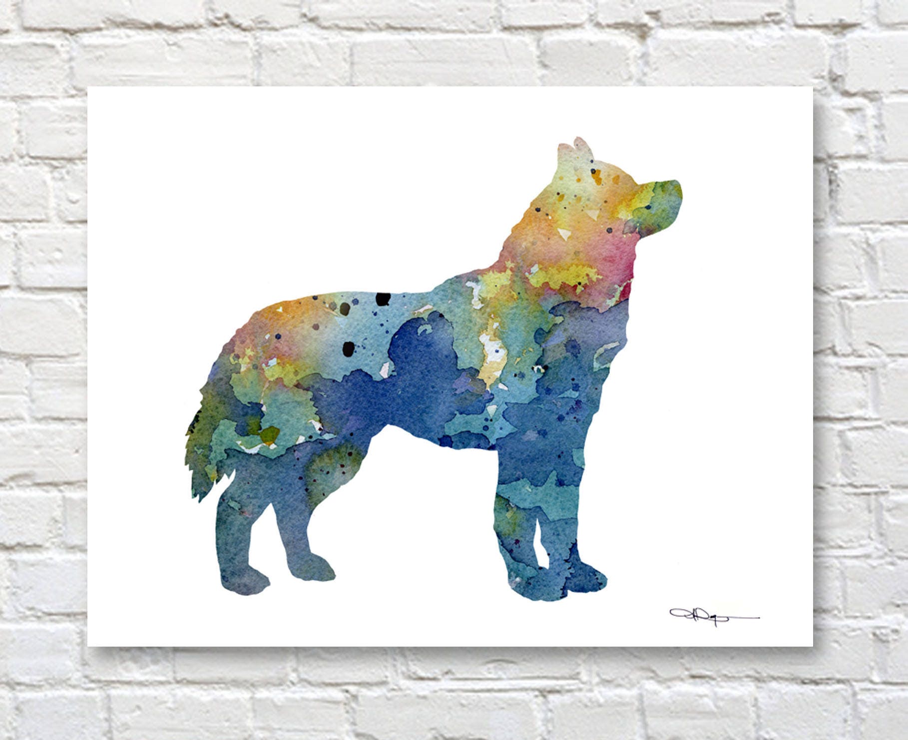 Siberian Husky Art Print Abstract Watercolor Painting Wall | Etsy