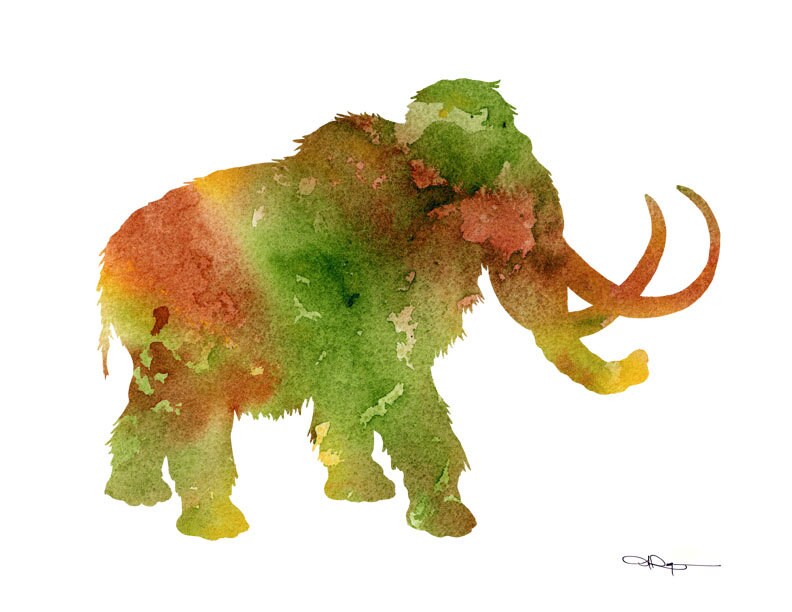Mammoth Art Print Abstract Watercolor Painting Wall - Etsy