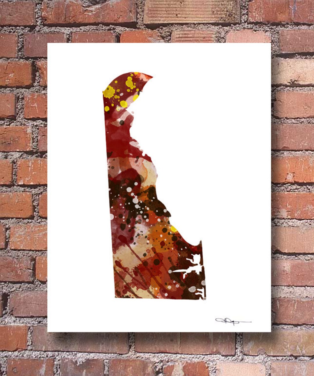 Delaware Map Abstract Watercolor Art Print Wall Decor - Etsy