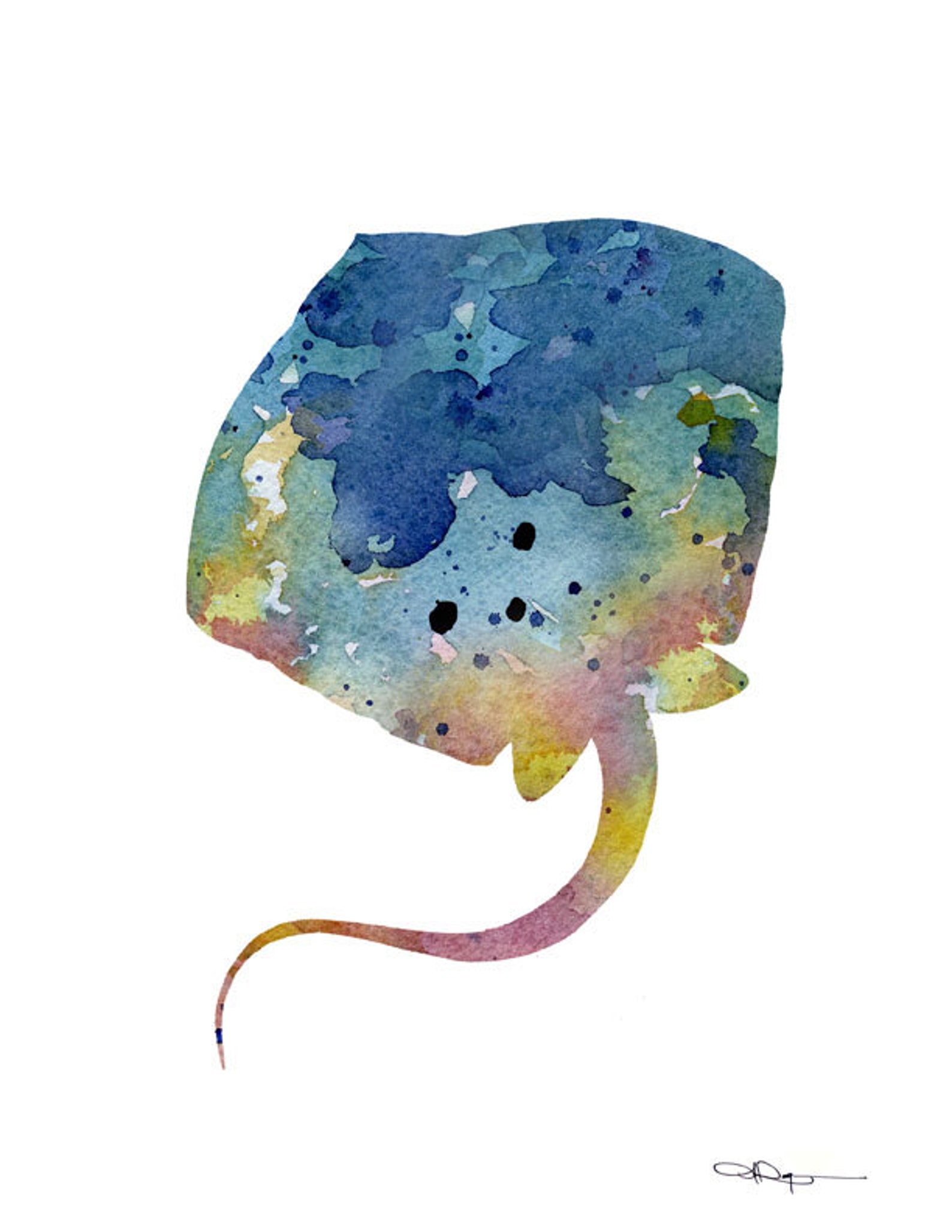 Ray Fish Art Print Skate Art Print Abstract Watercolor - Etsy