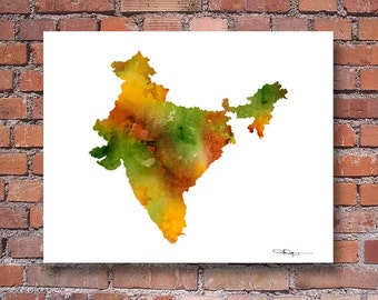 India Map Print, India Watercolor Map Poster, India Wall Art, India ...