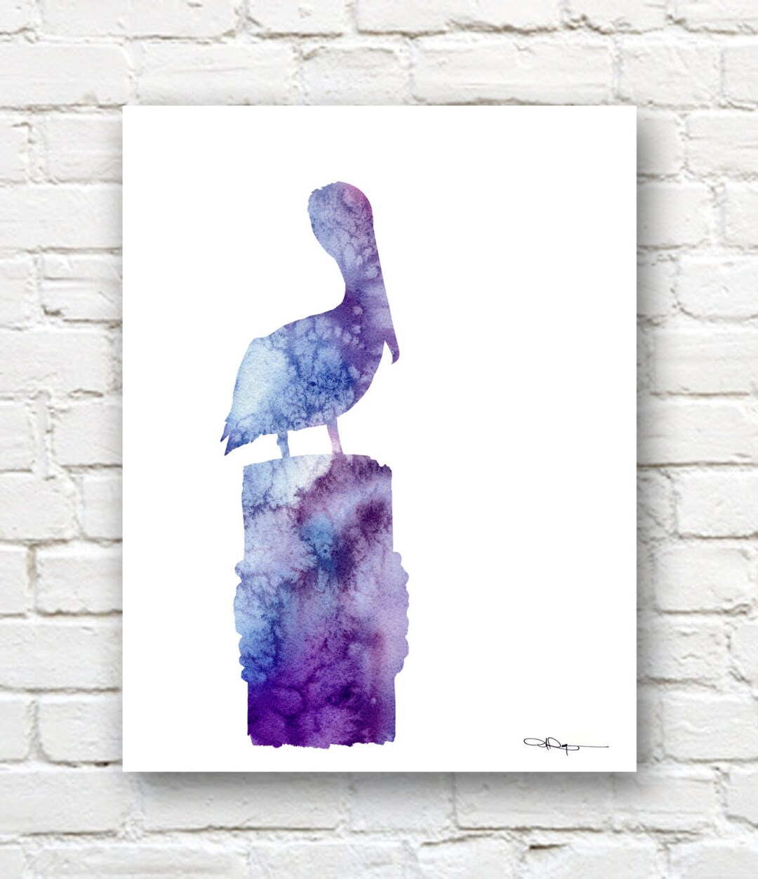 Pelican Art Print Abstract Watercolor Wall Decor - Etsy