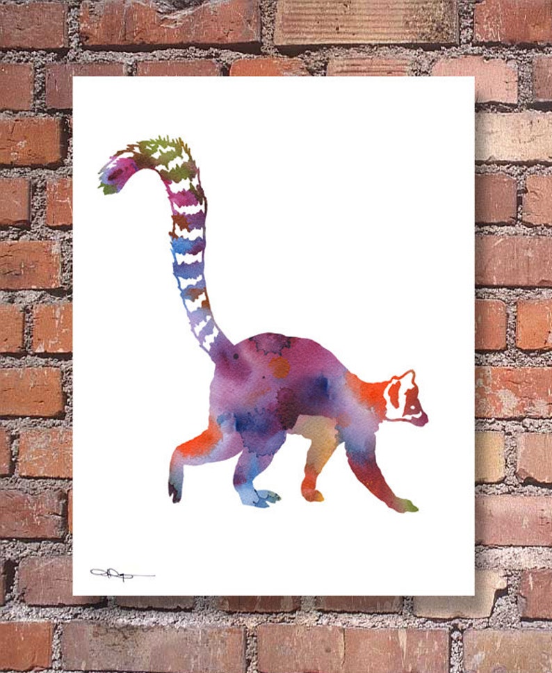 Lemur Art Print Abstract Watercolor Painting Wall Decor - Etsy
