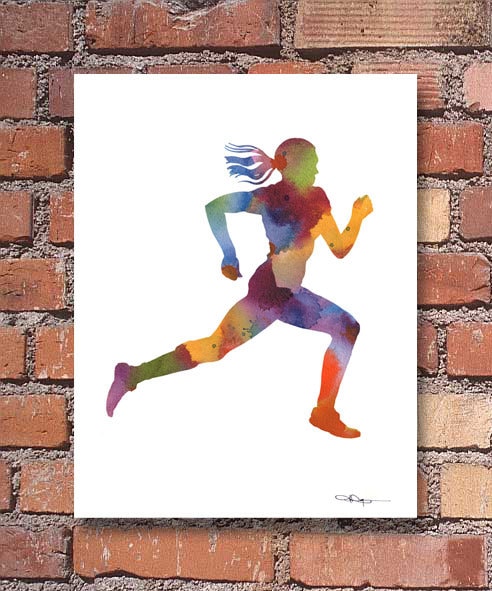 Runner Print Abstract Watercolor Painting Wall Decor | Etsy