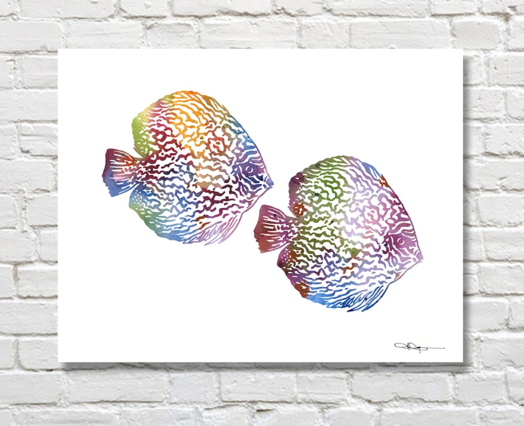 Discus Art Print Abstract Tropical Fish Watercolor Painting - Etsy