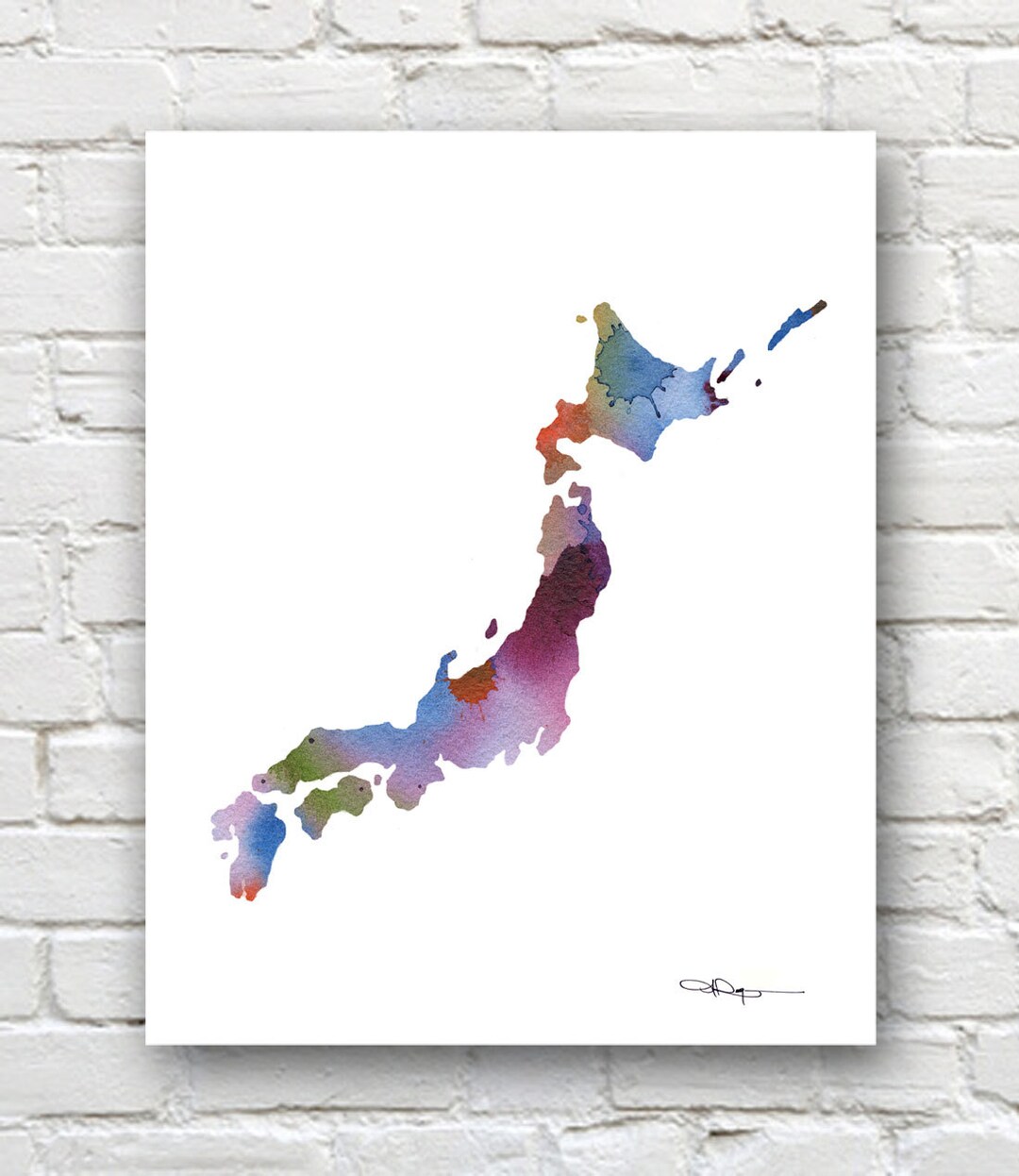 Japan Map Abstract Watercolor Art Print Wall Decor - Etsy