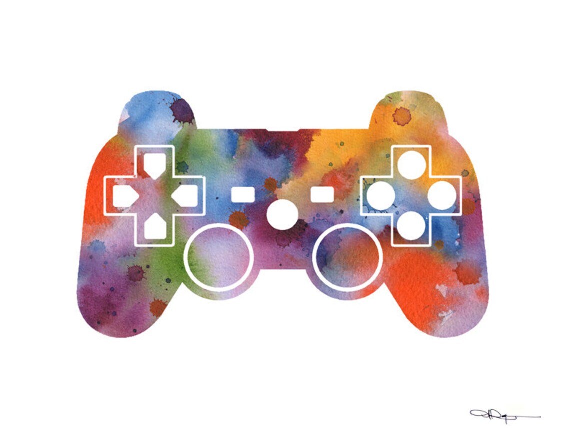 Game Controller Art Print Abstract Watercolor Painting - Etsy