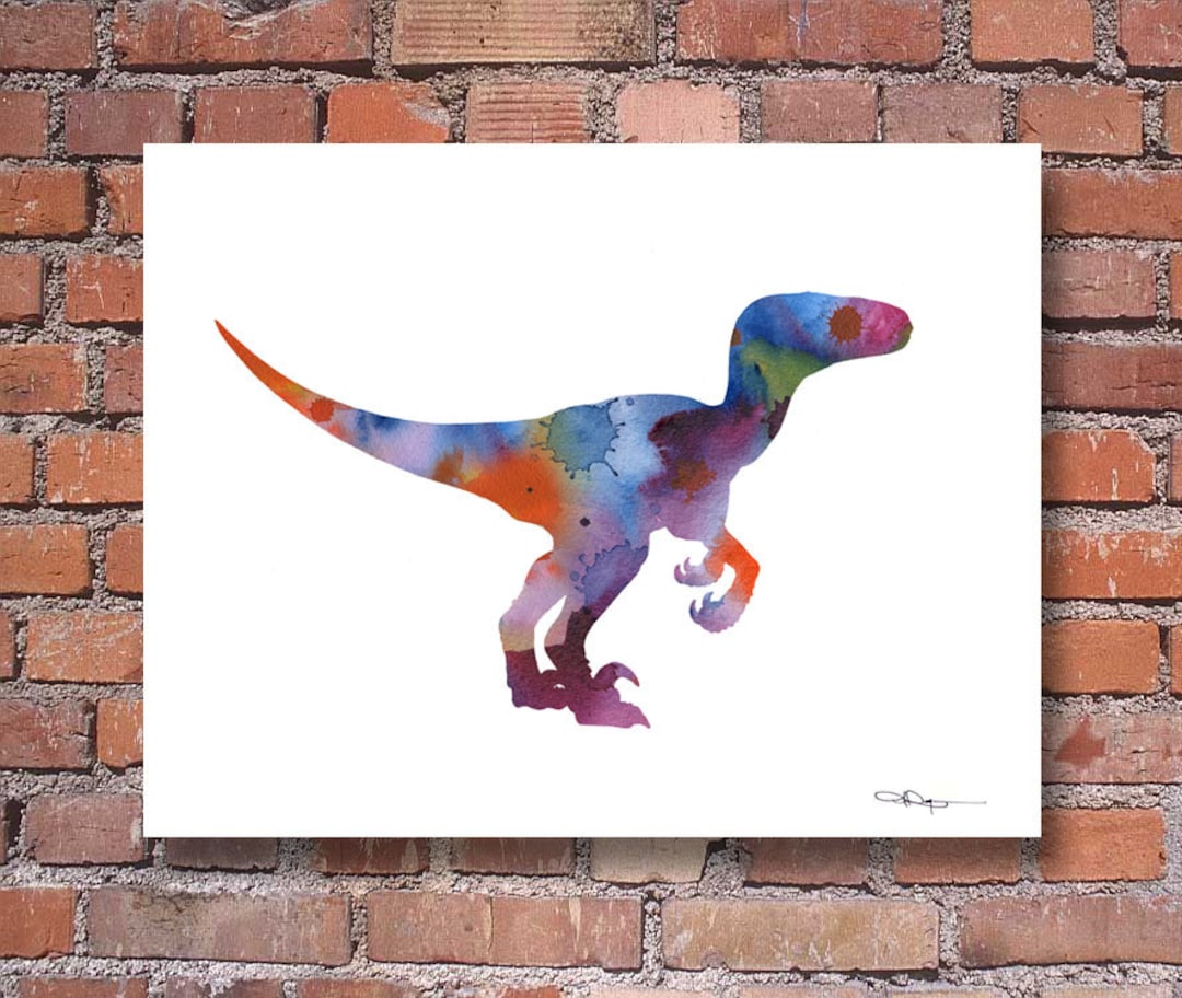 Velociraptor Art Print Abstract Raptor Dinosaur Watercolor - Etsy