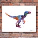 Velociraptor Art Print Abstract Raptor Dinosaur Watercolor - Etsy