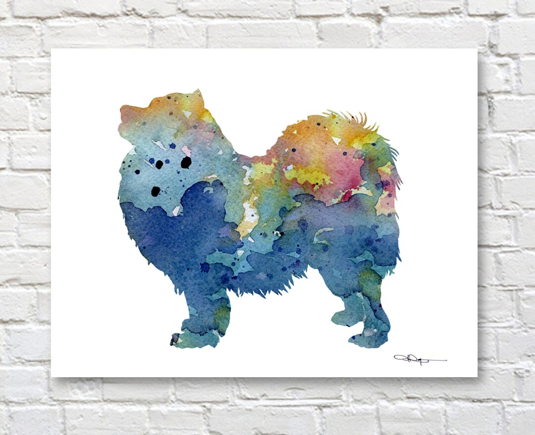 Purple Samoyed Art Print Abstract Watercolor Painting Wall Decor - Etsy