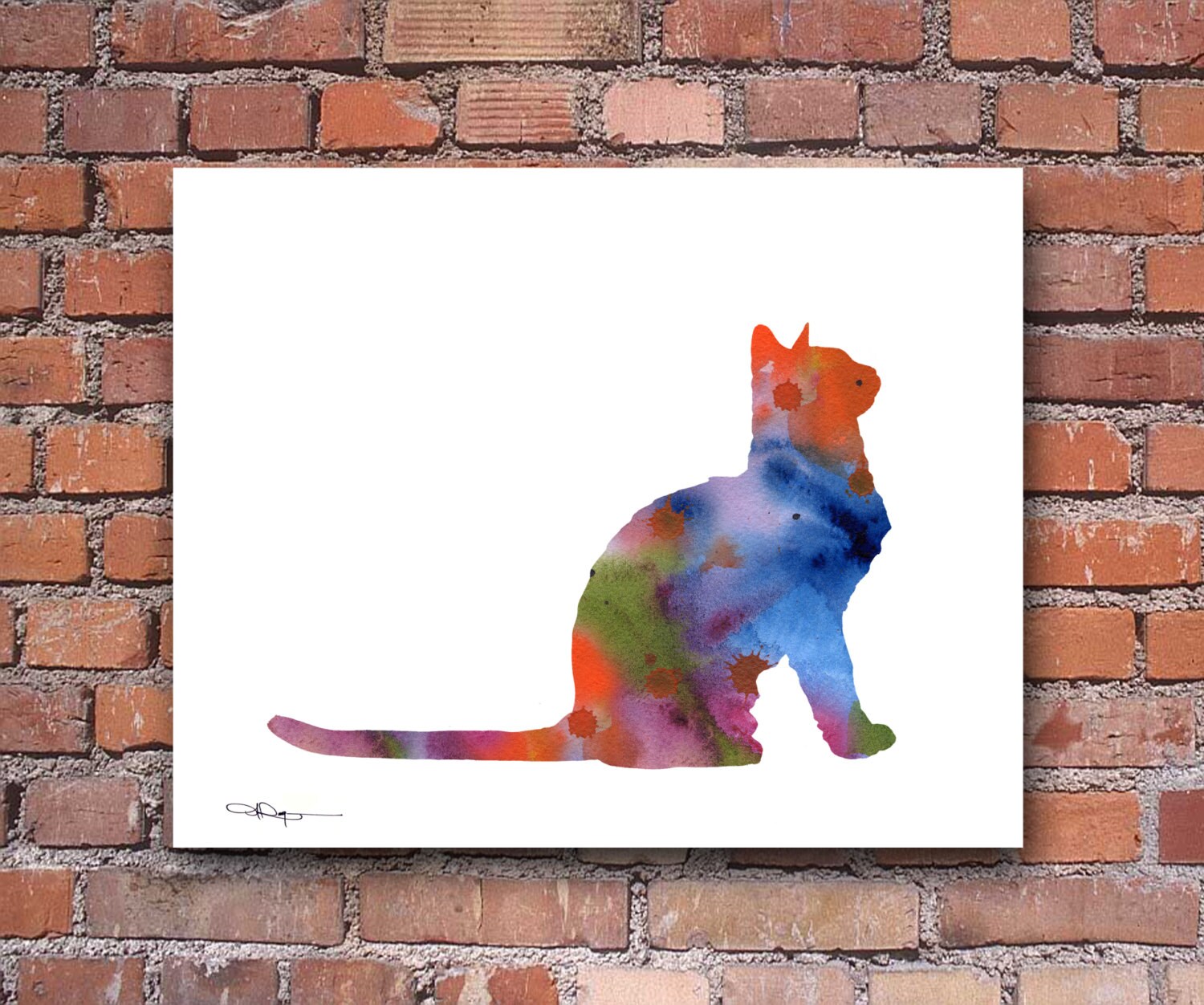 Cat Art Print Abstract Watercolor Painting Wall Decor | Etsy