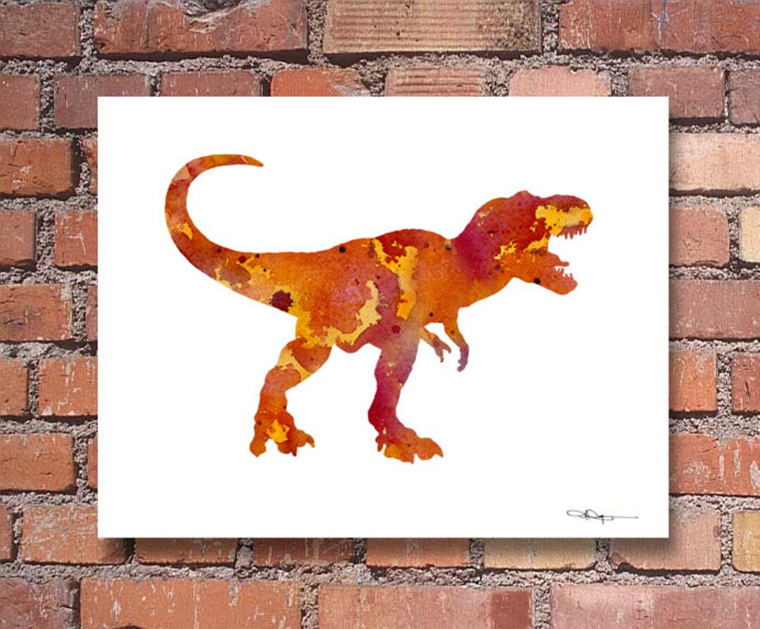 T Rex Art Print Abstract Watercolor Painting Nursery Dinosaur Wall ...