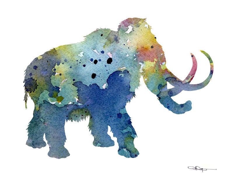 Mammoth Art Print Abstract Watercolor Painting Wall | Etsy