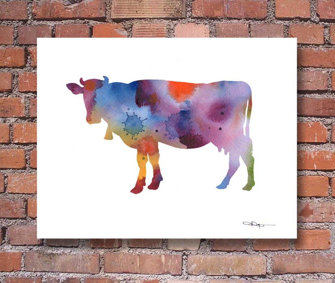 Cow Art Print Abstract Watercolor Painting Wall Decor - Etsy