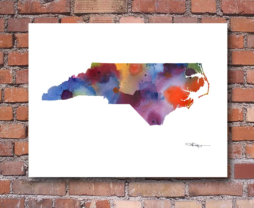 North Carolina State Map Art Print - Abstract Watercolor Painting ...