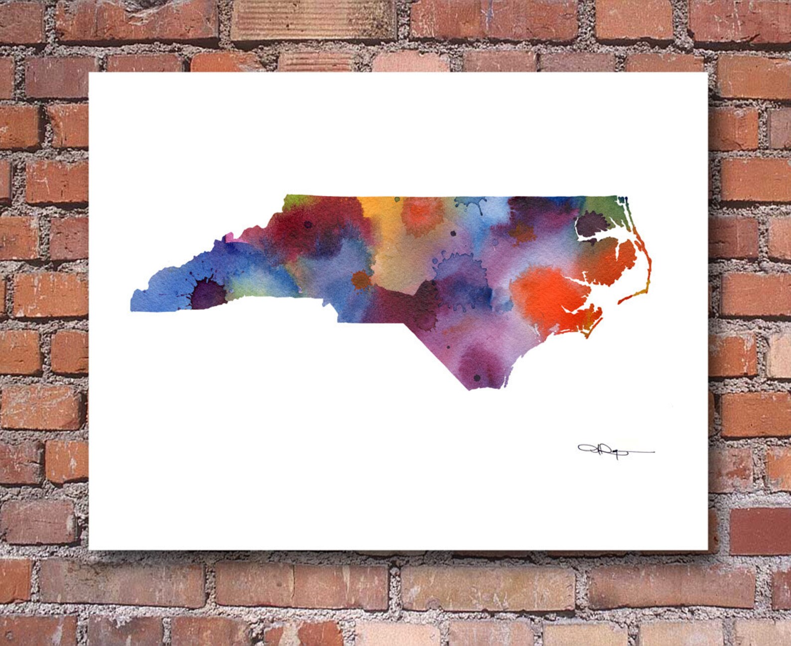 North Carolina State Map Art Print Abstract Watercolor | Etsy