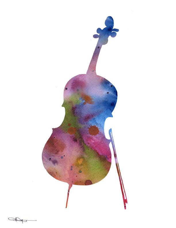 Cello Art Print Abstract Watercolor Painting Music Wall - Etsy UK