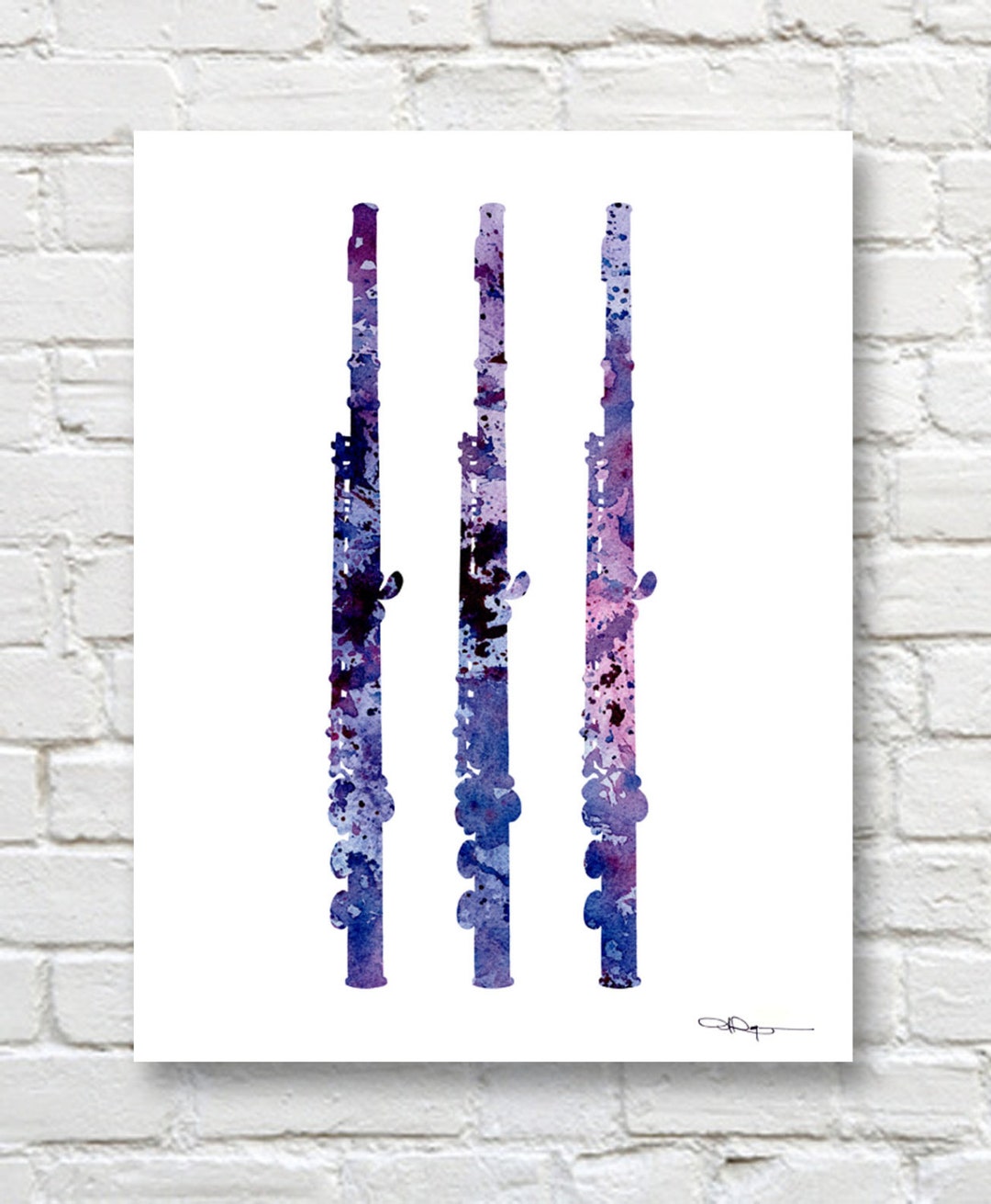Flute - Art Print - Abstract Watercolor Painting - Jazz Music Wall ...