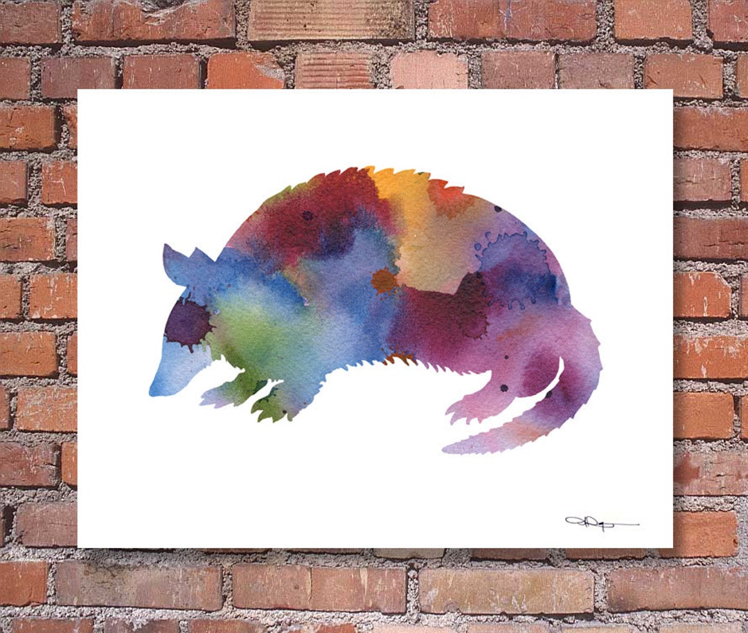 Armadillo Art Print Abstract Watercolor Painting Wall - Etsy
