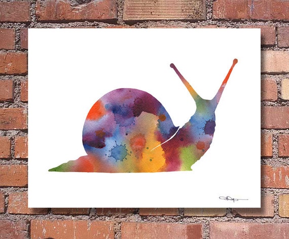 Snail Art Print Abstract Watercolor Painting Wall Decor | Etsy