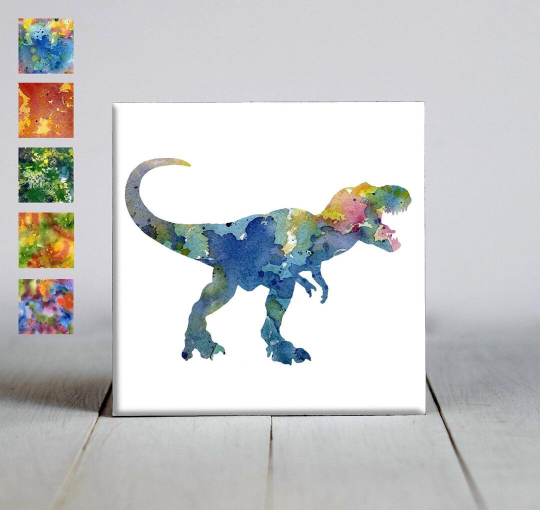 T-rex Ceramic Tile - T-rex Decorative Tile - Ceramic Tile - Dinosaur ...