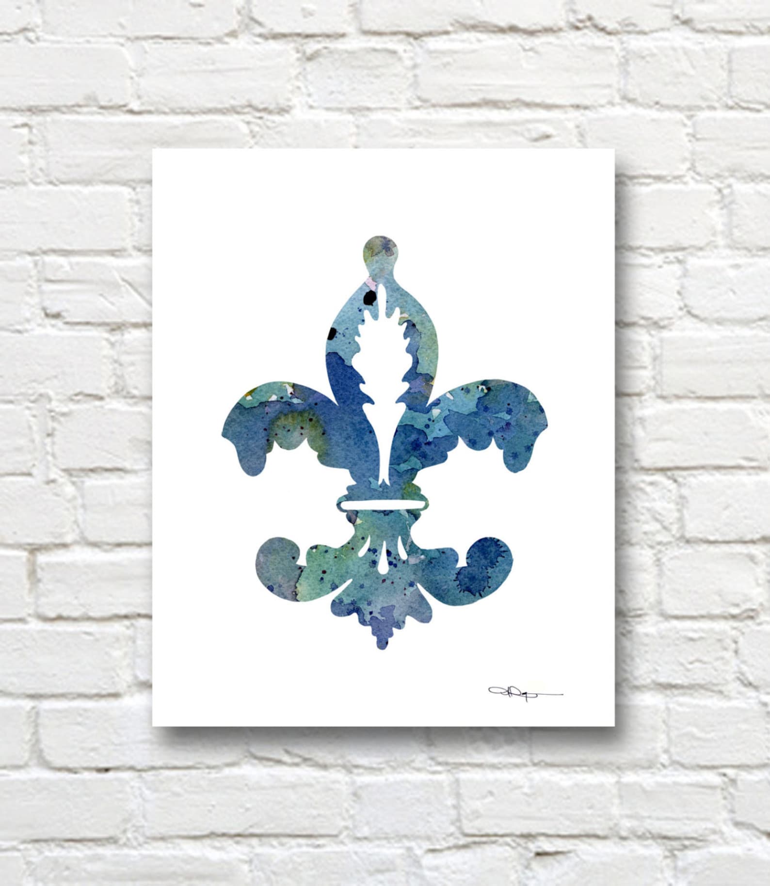 Fleur De Lis Art Print Abstract Watercolor Painting Wall - Etsy