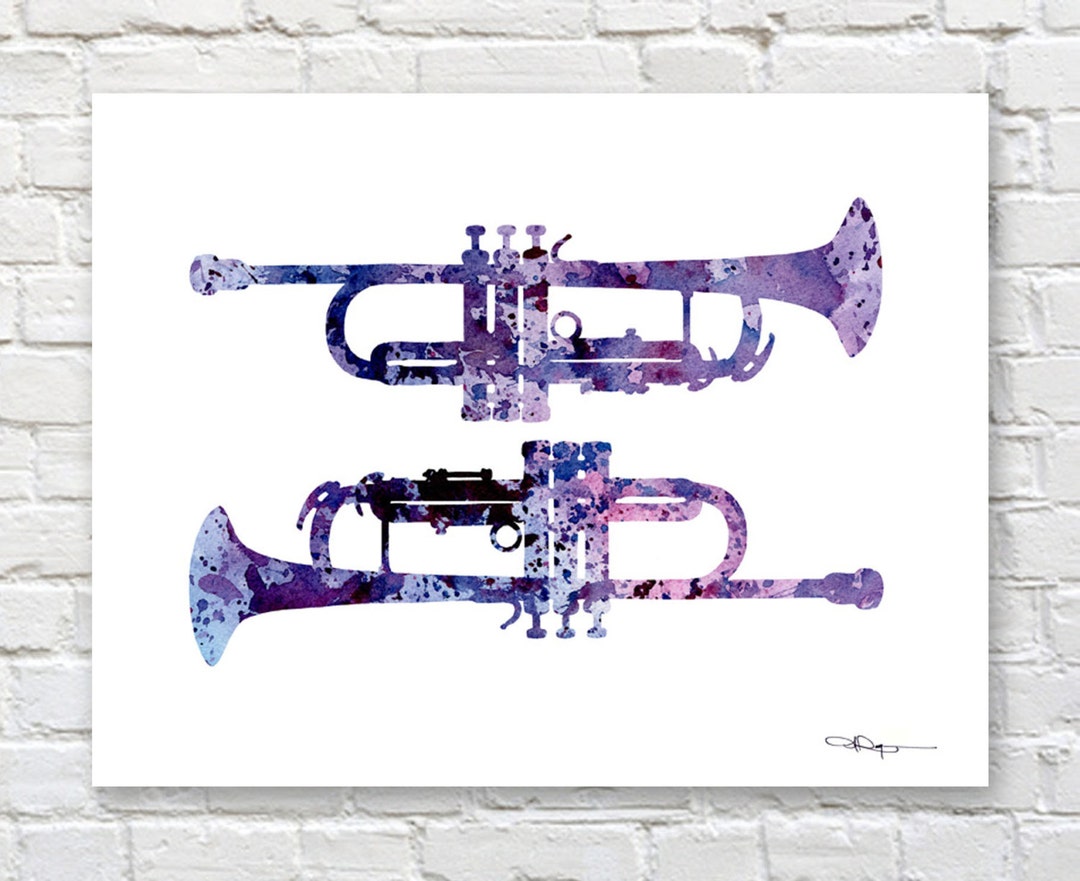Trumpet Art Print Abstract Watercolor Painting Jazz Wall Decor - Etsy ...