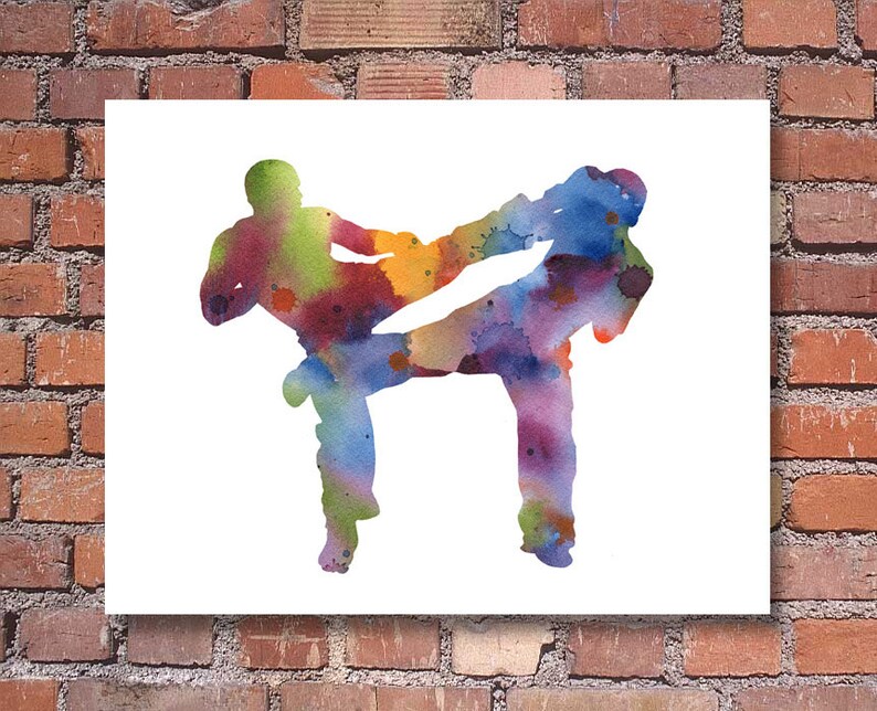 Kick Boxing Art Print Abstract Watercolor Painting Wall - Etsy