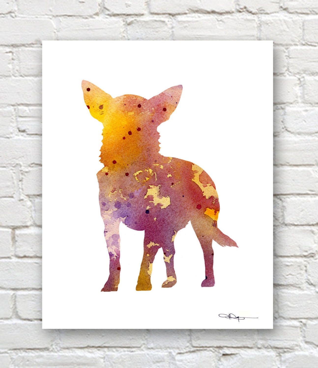 Chihuahua Art Print Abstract Watercolor Painting Wall - Etsy