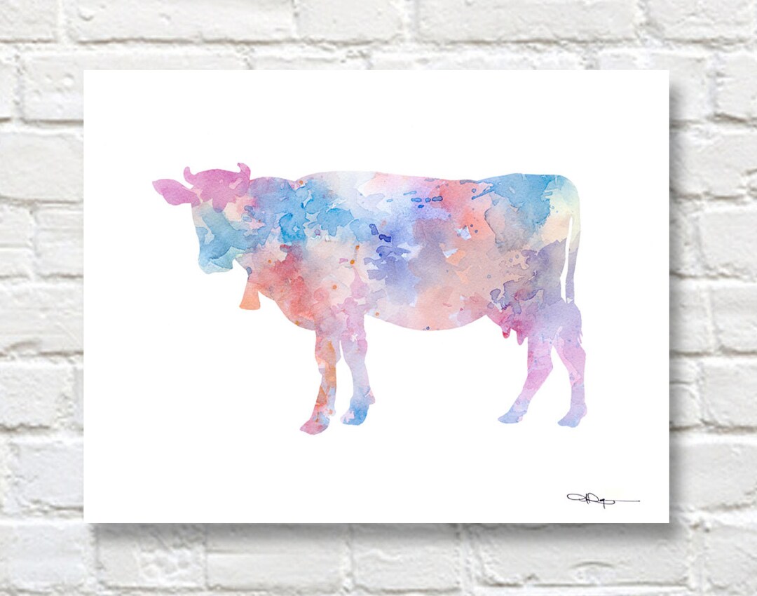 Cow Art Print Abstract Watercolor Painting Wall Decor - Etsy