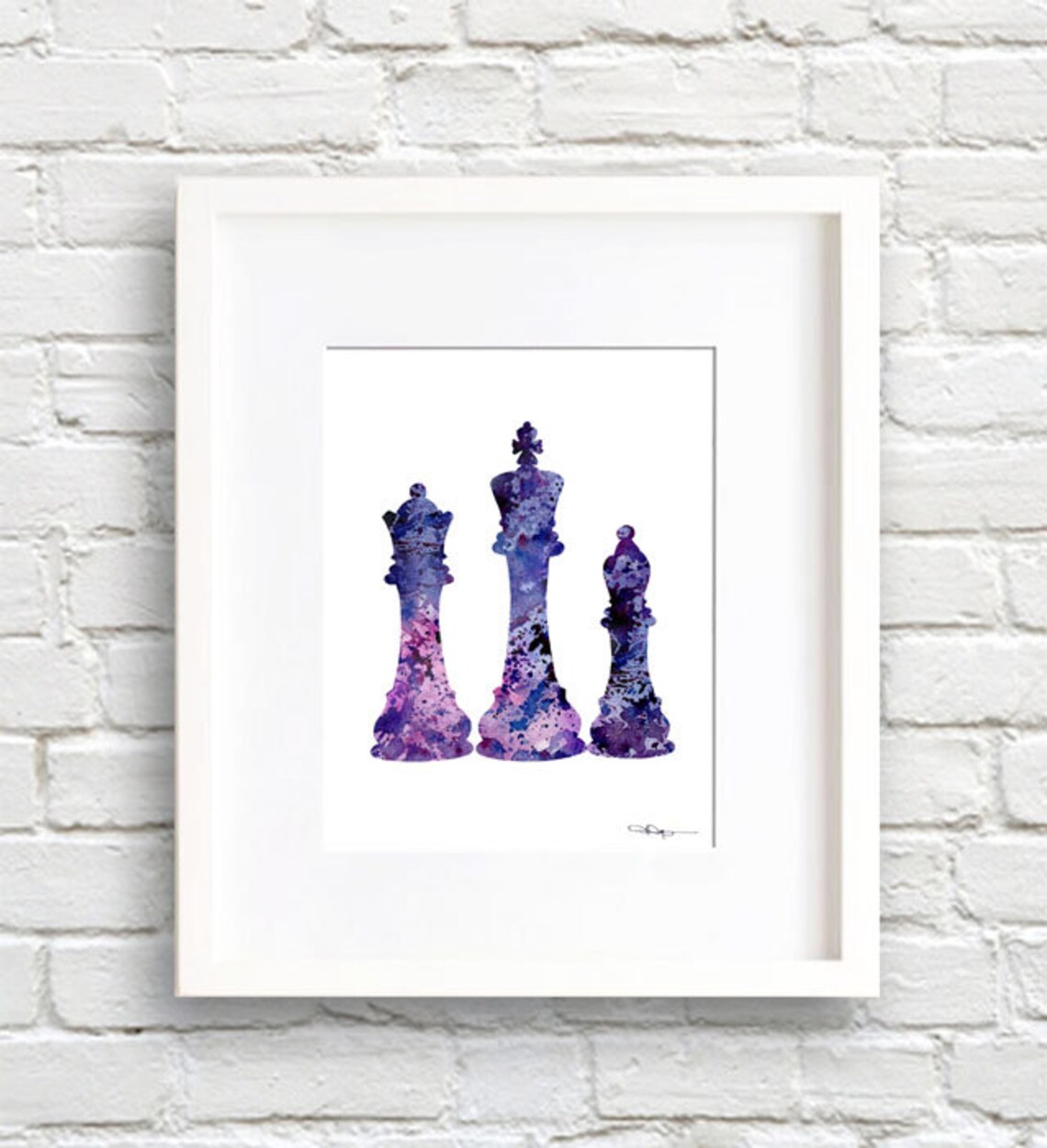 Chess Pieces Art Print abstract Watercolor Painting Wall - Etsy