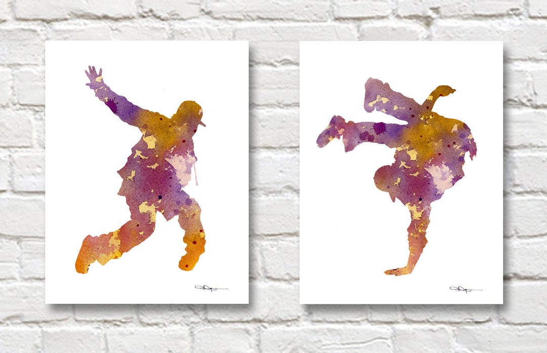 Set of 2 Hip Hop Dancer Art Prints - Watercolor Painting - Dancing Wall ...