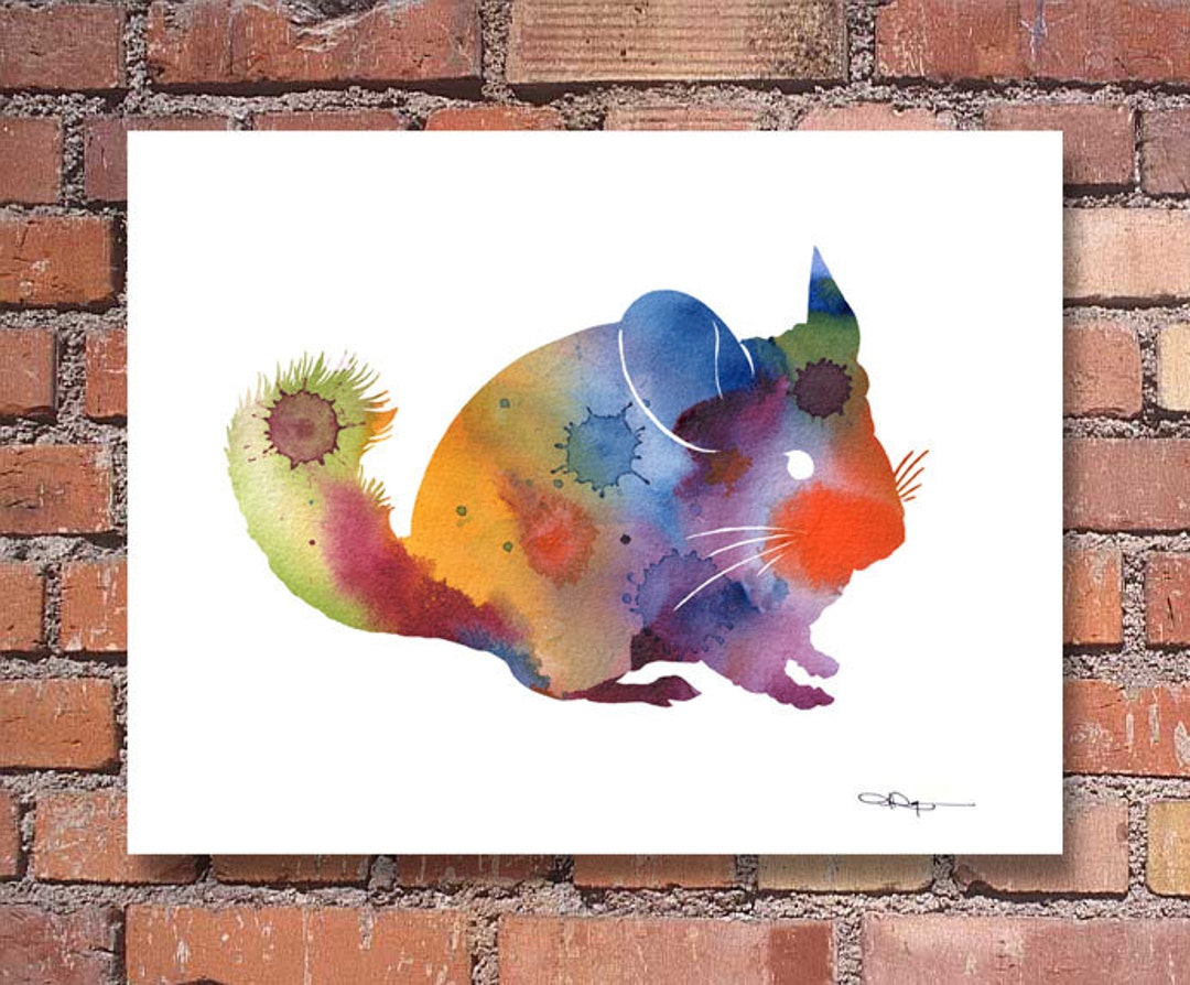 Chinchilla Art Print Abstract Watercolor Painting Wall Decor - Etsy