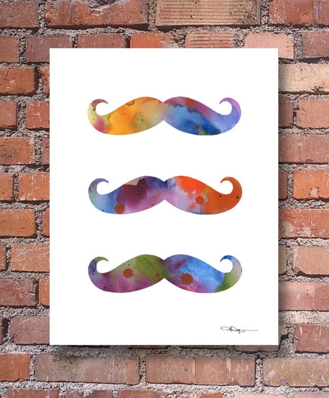 Mustache Art Print Abstract Watercolor Painting Wall Decor - Etsy
