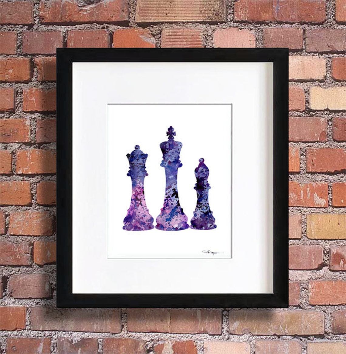 Chess Pieces Art Print abstract Watercolor Painting Wall - Etsy