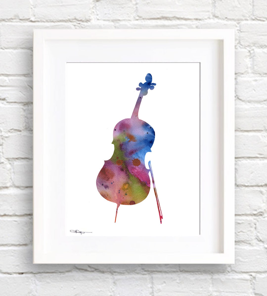 Cello Art Print Abstract Watercolor Painting Music Wall - Etsy UK
