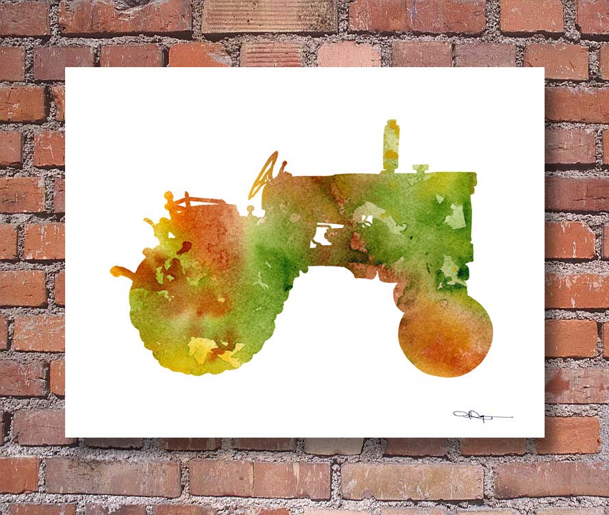 Tractor Art Print Abstract Watercolor Painting Wall Decor | Etsy