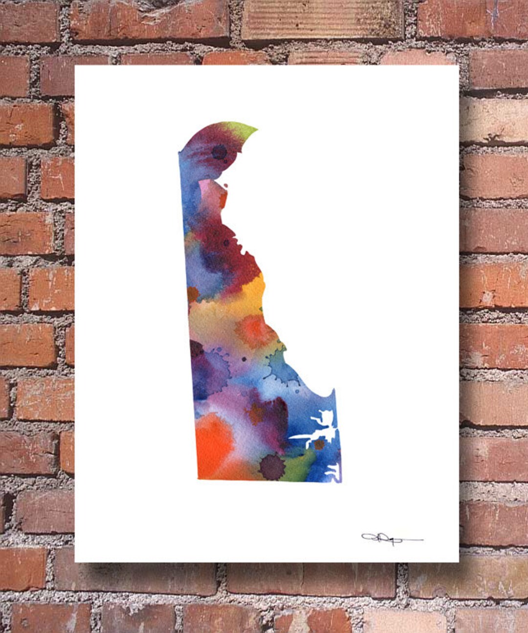 Delaware Map Abstract Watercolor Art Print Wall Decor - Etsy