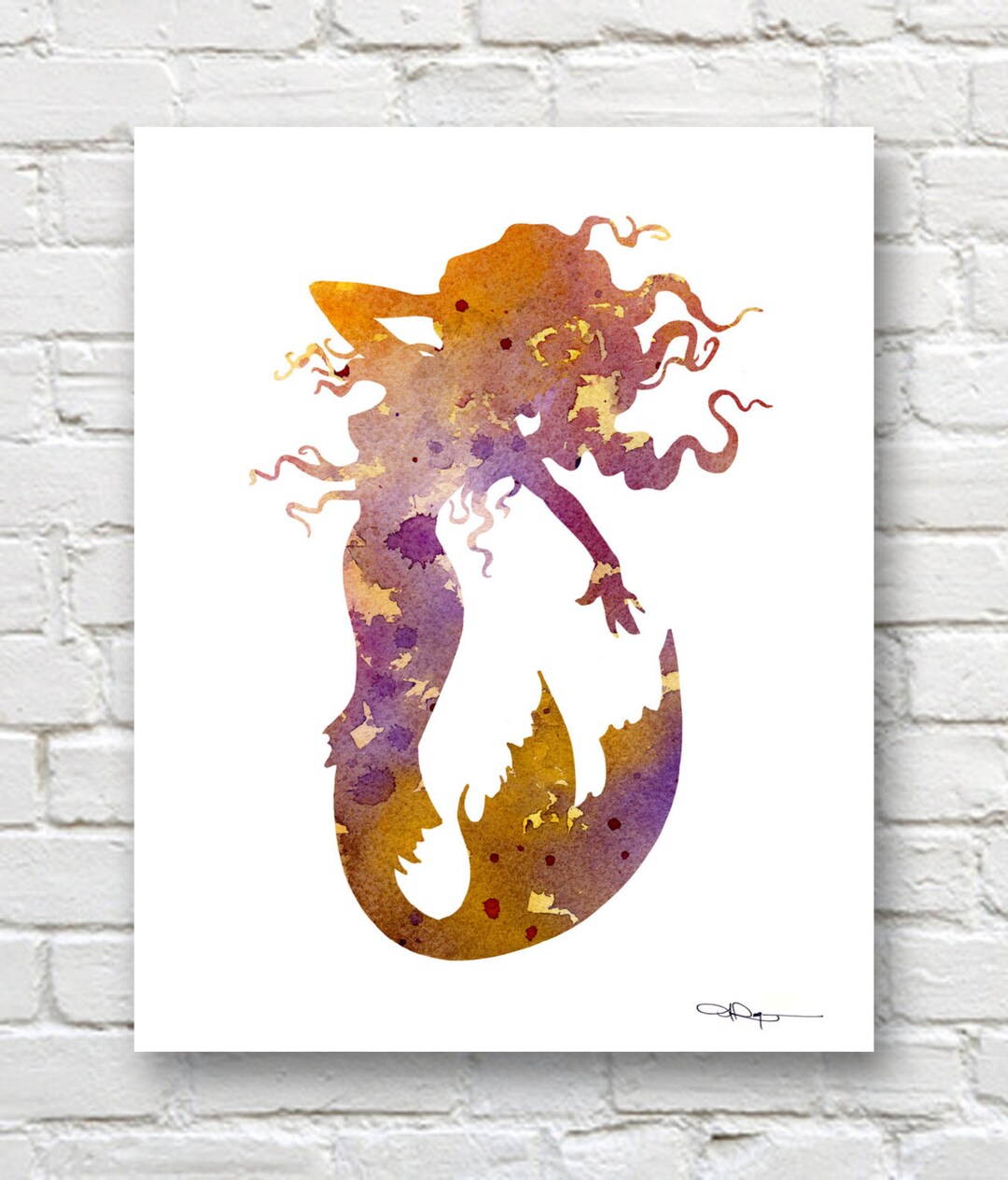 Mermaid Art Print Abstract Watercolor Painting Wall Decor - Etsy