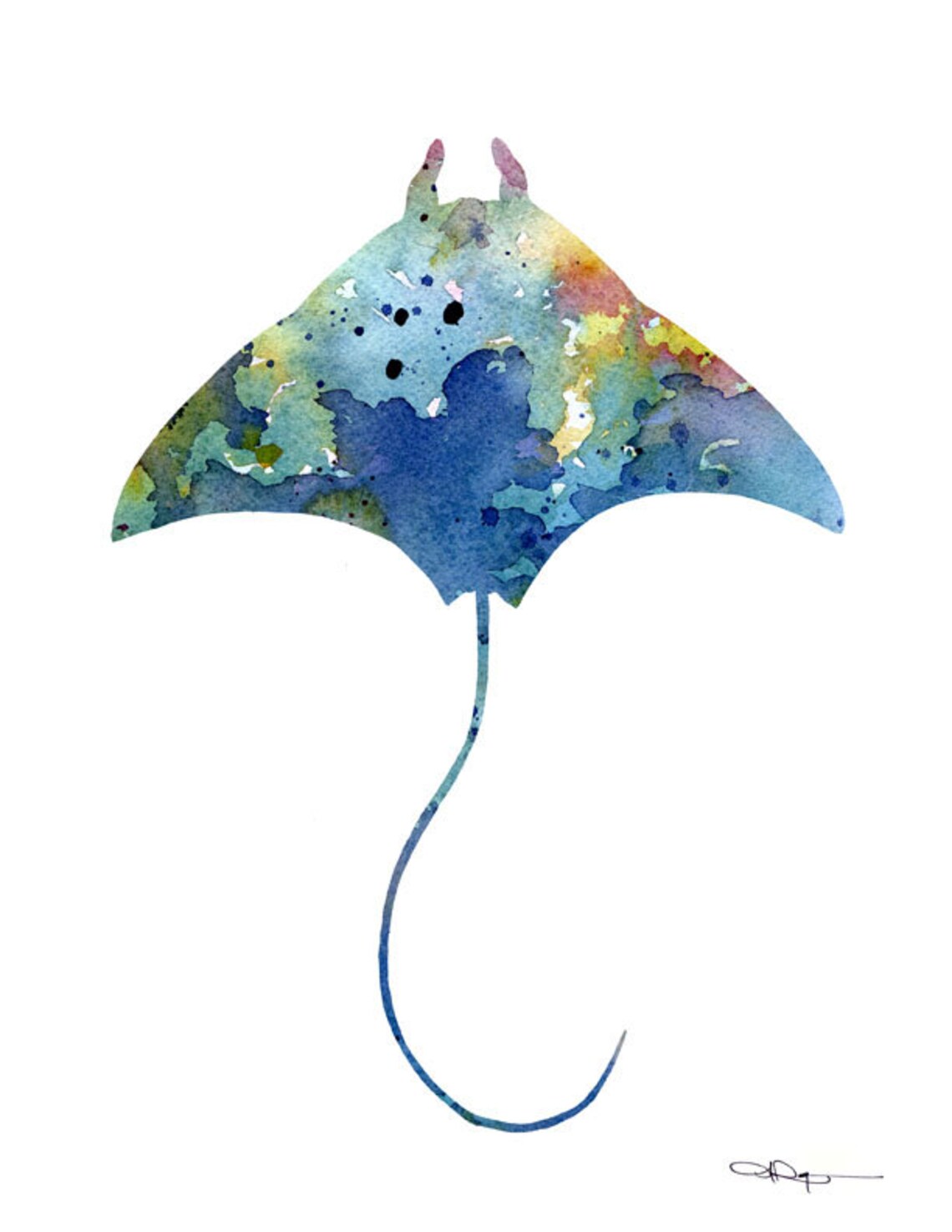 Stingray Art Print Abstract Watercolor Painting Wall Decor - Etsy