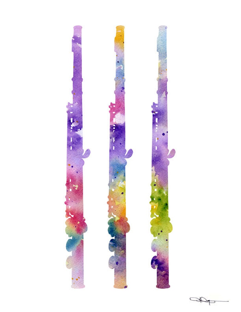 Flute Art Print Abstract Watercolor Painting Wall Decor - Etsy