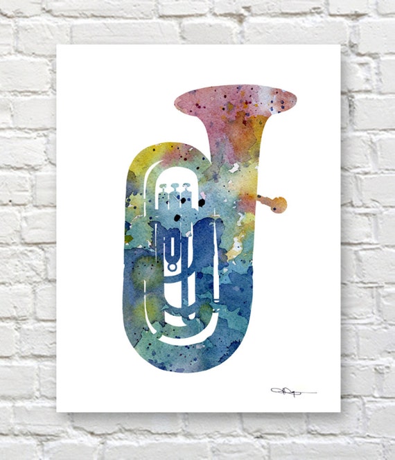 Tuba Art Print Abstract Watercolor Painting Wall Decor - Etsy
